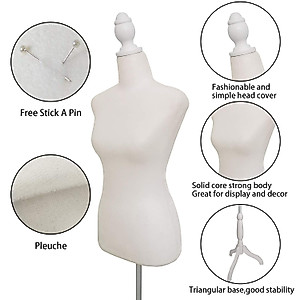 Female Dress Form Pinnable Mannequin Body Torso with Tripod Base Stand