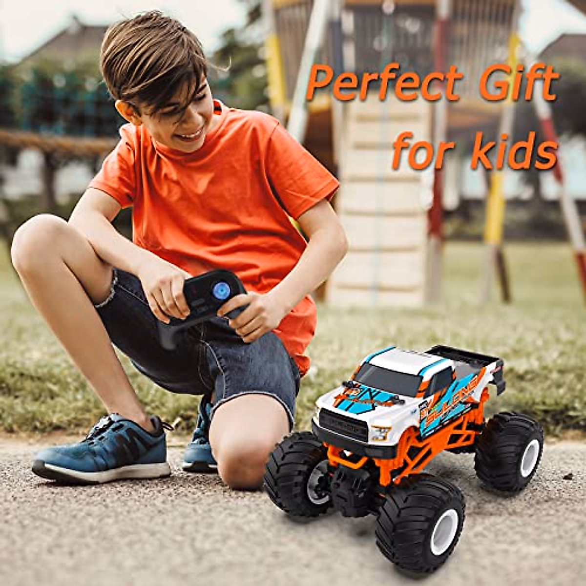 Kidcia 1:16 Scale RC Monster Truck - 2.4GHz All Terrain Car for Kids 4-12, 20 Km/h Off Road RC Truck, Christmas or Birthday Gift