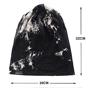 Wimdream Men Slouchy Beanie Hat Thin Baggy Summer Skull Cap (Black/Claret)