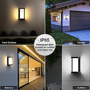Sytmhoe Modern Outdoor Wall Lights,24W-LED Wall Sconce Light Fixtures,3-Color-Changeable Wall Mounted Lamps,Matte Black Porch&amp;Patio Light,IP65 Waterproof for Hallway Stairs Gardens