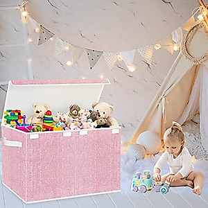 homyfort Large Toy Box Chest for Girls, Kids Toy Bin Storage Organizer with Lid for Babies,Toddlers,Nursery,Playroom (Pink)