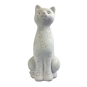 Simple Designs LT3056-WHT White Porcelain Animal Shaped Table Lamp, Kitty Cat