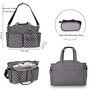 Diaper Bag Tote with Changing Station Upgrade Multi-Function Baby Bag with Adjustable Shoulder Strap Insulated Pockets (Gray)