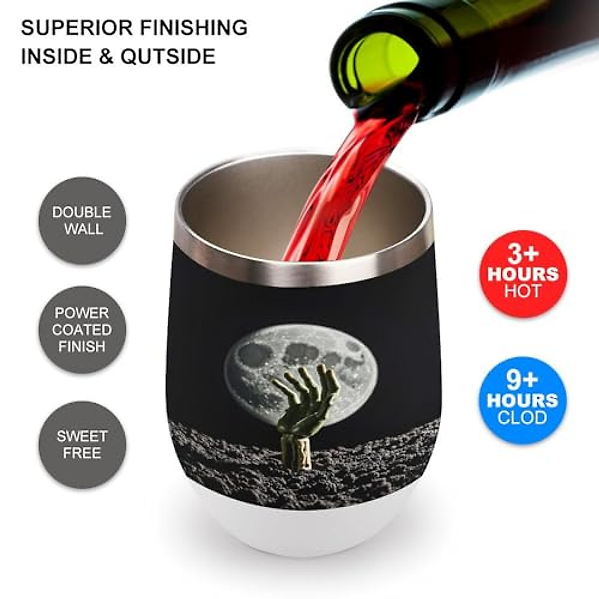 OPTKSNCU 304 Stainless Steel Insulated Cup with Lid, Zombie Earth Soil Full Moon Print Durable, And Easy to Clean – Ideal for Home, Office, And Gift Giving