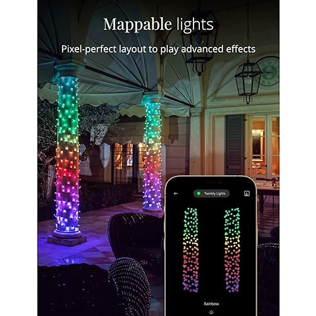 Twinkly App-Controlled 105ft Smart String LED Lights with 400 AWW LEDs - WiFi & Bluetooth Connectivity, Sync with Music, Indoor/Outdoor Use (IP44), Compatible with Google Assistant & Amazon Alexa