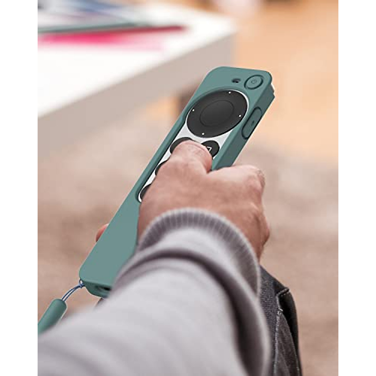 K TOMOTO Compatible with Apple TV 4K Siri Remote Case 2021, Silky-Soft Anti-Slip Protective Silicone Cover for Siri Remote Control 2nd Generation [Lanyard Included], Pine Green