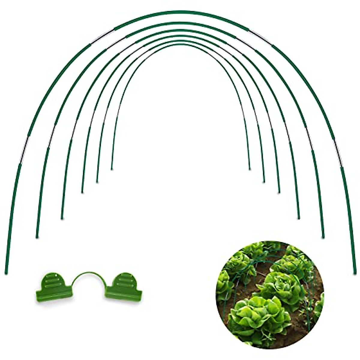 30 Pcs 17in DIY Hoops Grow Tunnel- Row Cover Garden Hoops Detachable Rust-Proof Fiberglass Support Hoops Frame DIY Greenhouse Hoop House Kit for Indoor and Outdoor Plants Raised Beds Support