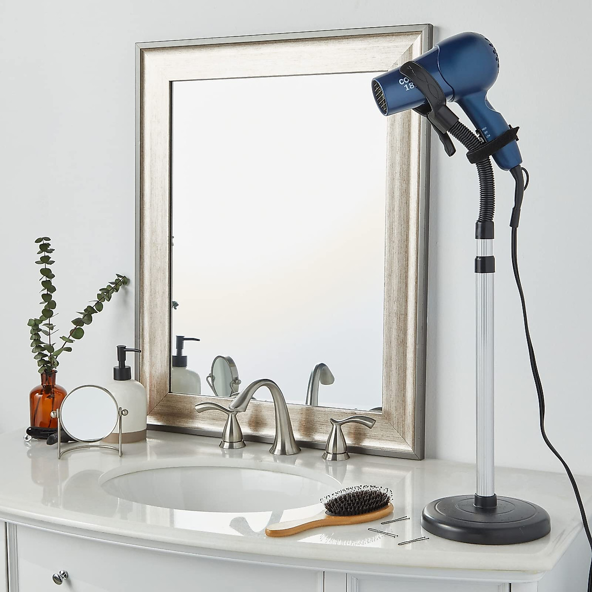 Glamlily Adjustable Hands-Free Hair Dryer Stand Holder 360 Degree Rotation, Compatible with Compact Styling Tools