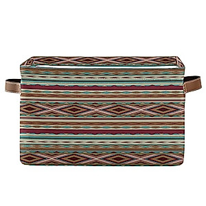 xigua Storage Basket Mexican Serape Blanket Stripes Colorful Storage Bin with Handle, Large Storage Cube Collapsible for Shelves Closet Bedroom Living Room 2PCS