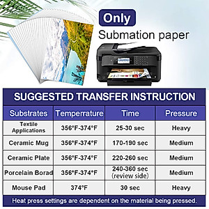 SOMOLUX Sublimation Paper 8.5" x 11" Heat Transfer Paper Compatible with Epson HP Canon Sawgrass Inkjet Printer for T-shirt and Ceramic Mugs and etc (100 Sheets)