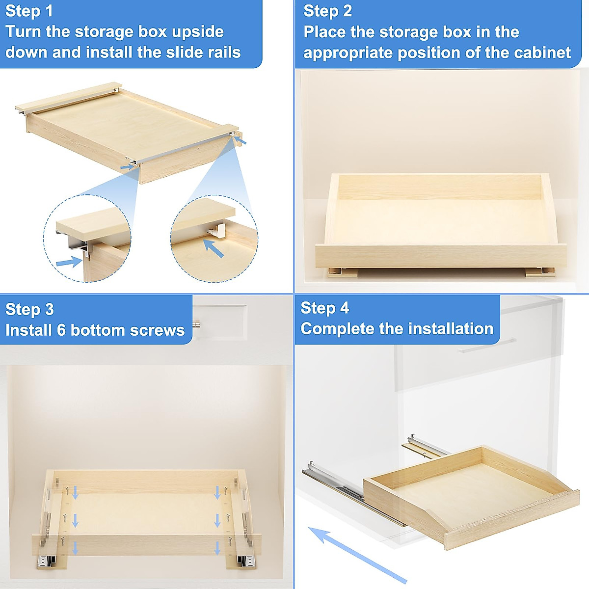 LOVMOR Single Pull Out Cabinet Organizer 28½”W x 21”D, Soft Close Slide Out Drawer Storage Shelves for Kitchen, Wood Cabinet Shelf Pull-Out Organizer Storage for Base Cabinets