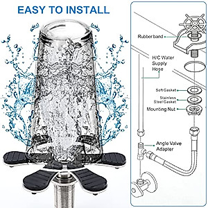 Glass Rinser for Kitchen Sink,Glass Washer with 360 ° Rotation,304 Stainless Steel Faucet Cup Washer,Sink Accessories for Coffee Shop Bars (Silver)