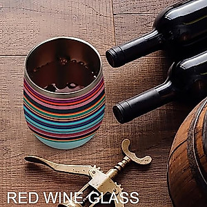 WYUSPGK 304 Stainless Steel Insulated Cup, Tricolor Stripes Print Smooth Rim, Durable & Reusable - Perfect for Office, Home, And Travel