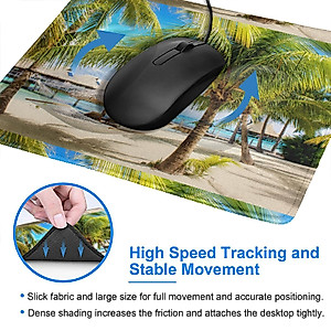 Tropical Beach Scenery Mouse Padwith Stitched Edges and Non-Slip Rubber Base for Laptop Computers Gaming Office or Home