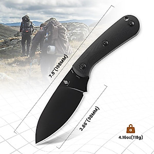 Kizer Baby Fixed Blade Knives with Sheath, 3.9 In Blade Camping Hunting Knife, Full Tang, G10 Handle for Outdoor, EDC -1044C1 (Black G10 handle+154CM blade)