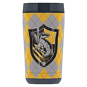 THERMOS Harry Potter Hufflepuff Plaid Sigil, GUARDIAN COLLECTION Stainless Steel Travel Tumbler, Vacuum insulated & Double Wall, 12oz