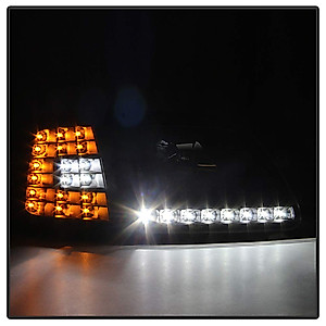 ACANII - For 1997-2003 Ford F150 Expedition Black Housing LED Strip & Corner Signal Headlights Headlamps Pair Left+Right