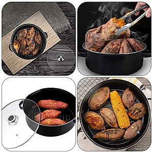 Toyvian Roaster Roasting Pan Cast Iron: Turkey Roaster Pan with Rack and Lid Baking Roasting Pan 1 Set 26CM