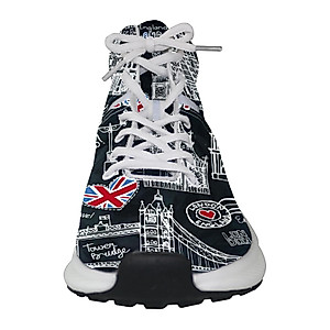 England London Symbols Black Mens Shoes Athletic Running Shoes Lightweight Sneakers Walking Gym Shoes