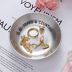 Quany Life 10 Year Anniversary Tin for Her Him - Wedding Tin Jewelry Ring Holder Dish, 10 Year Anniversary Tin Gifts for Wife, Couple, Parents, Friend Her Him