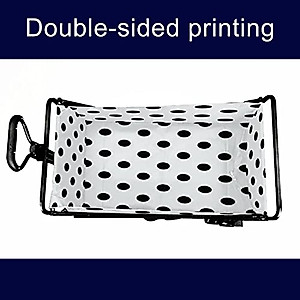 Collapsible Wagon Cart Seamless White with Black dot Decorative Good for Printing Foldable Utility Wagon Large Capacity Garden Cart with Push Bar for Beach Camp Outdoor Shopping