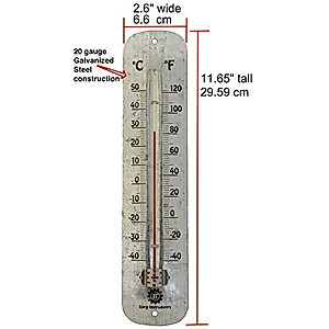 Bjerg Instruments Galvanized Steel Large Outdoor Thermometer 11.65 Inch Wall Thermometer