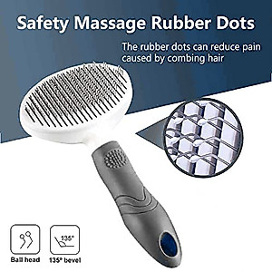 Cat Grooming Brush, Self Cleaning Slicker Brushes for Dogs Cats Pet Grooming Brush Tool Gently Removes Loose Undercoat, Mats Tangled Hair Slicker Brush for Pet Massage-Self Cleaning Upgraded (Gray)