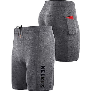 NELEUS Men's 3 Pack Running Compression Shorts with Pockets Dry Fit Professional Athletic Shorts,6072,Black,Grey,White,US M,EU L
