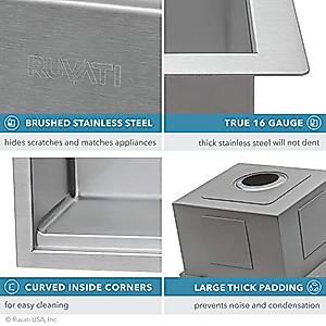 Ruvati 32-inch Workstation Ledge Tight Radius Undermount 16 Gauge Kitchen Sink Single Bowl - RVH8301