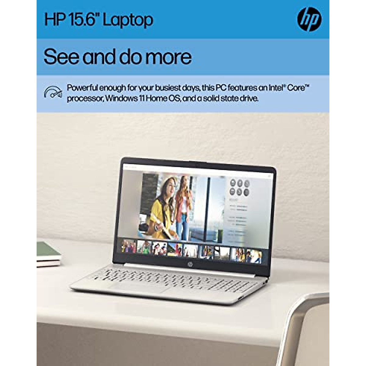 HP15.6 Inch Laptop, Intel Iris Xe Graphics, 12th Generation Intel Core Processor, 8 GB RAM, 256 GB SSD, Diagonal Full HD Display, Windows 11 Home, Dual Array Microphones, Wi-Fi 6 (15-dy5024nr, 2022)