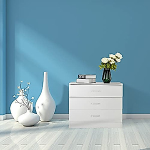 GOODSILO Wood Storage Organizer with 3 Drawers Bedroom Drawer Dresser Accent Cabinet Nightstand with Drawers for Home, Bedroom, Living Room, Dressing Room, Hotel, Apartment, Dorm White