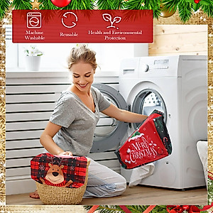 Paterr 24 Pack Christmas Reusable Grocery Bags Foldable Tote Bag Shopping Bag Gift Bags 50lbs Polyester Carry Pouch for Xmas (Vivid)