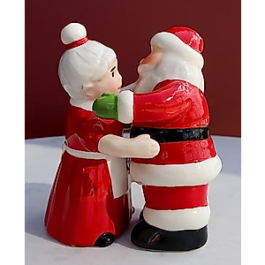 Ebros Gift 'Tis The Season Dancing Mr And Mrs Santa Claus Christmas Couple Salt And Pepper Shakers Set Ceramic Figurines Party Kitchen Tabletop Collectible Prop Jolly Holiday Decorative