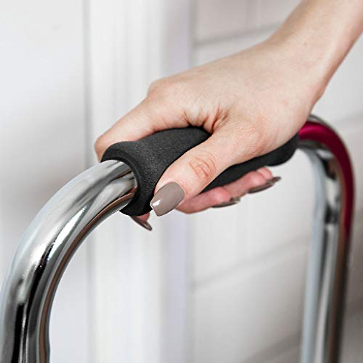 DMI Step Stool with Handle and Non Skid Rubber Platform, Lightweight and Sturdy Stool for Seniors, Adults and Children, Holds up to 300 Pounds with 9.5 Inch Step Up, 17.3"D x 12.3"W x 34"H, Chrome