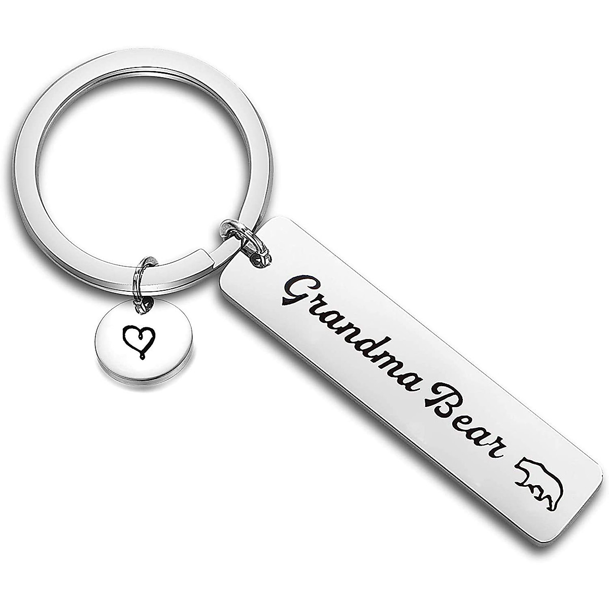 FEELMEM Grandma Bear Keychain Grandma to Be Keychain New Grandmother Birthday Gift Jewelry Gift for Nana (silver)