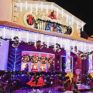 TAO XIANG QI 288 LED Christmas Lights Meteor Shower Rain Outdoor Decor, 8 Tube 12.2 Inch Waterproof Plug in Falling Fairy String Light Decoration Tree Holiday Party Home (Cool White)