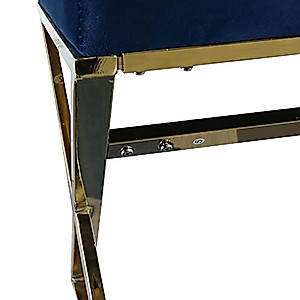 GYZAD Modern Sofa Bench Bench-Dining Room Bench-with Stainless Steel and Velvet Ottaman,Bench Chair,Benches for Bedroom,Livingroom,Metal,Gold Plated Legs,Blue