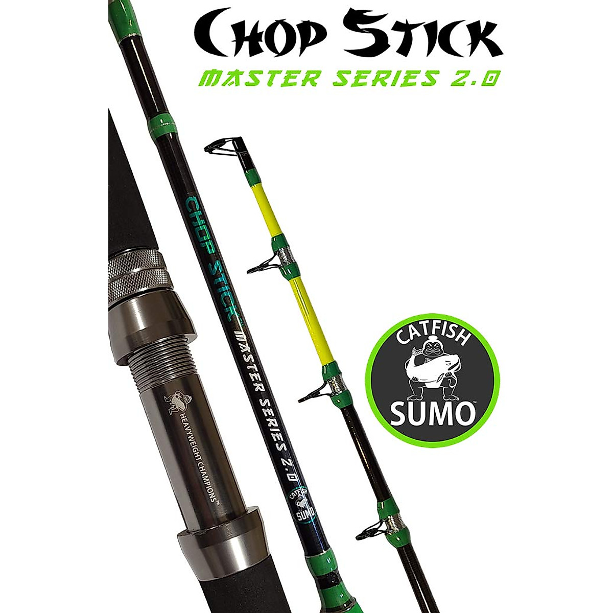 Catfishing Rod, Master Series 2.0 Chop Stick, 1-Piece Casting Catfish Rods for Baitcasting Fishing, Medium Heavy, 7’6”, 10-50lb Line