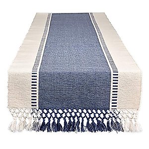 DII Dobby Stripe Woven Table Runner, 13x72-inch, French Blue