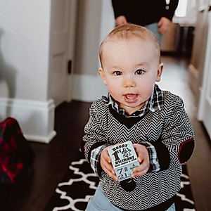 First Birthday Gift for Baby Boy or Girl - Personalized Block - Baby 1st Birthday Gifts - for Baby Girl and Boy Present - First Blocks - Custom Engraved Wooden Year Keepsake Memory Name