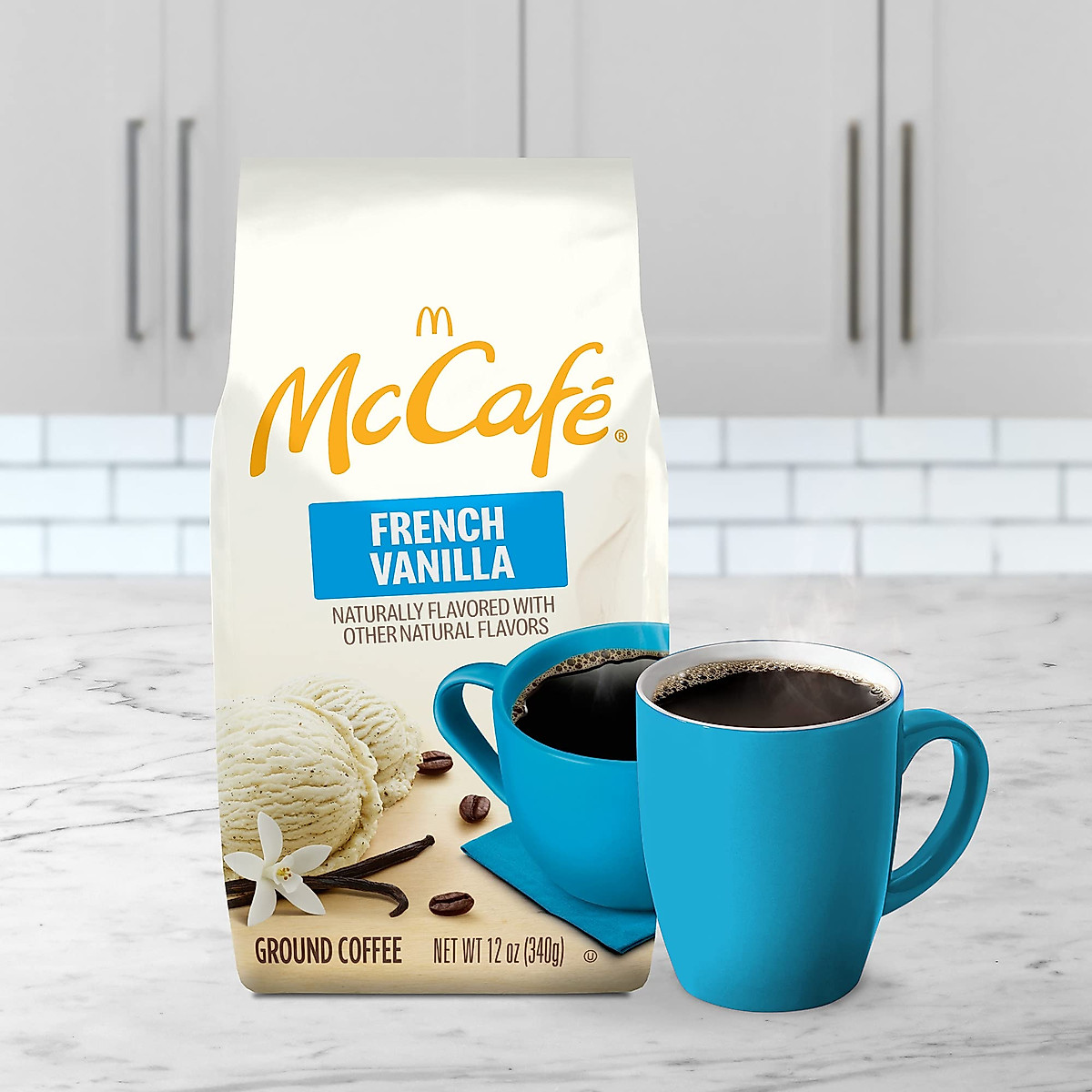 McCafe French Vanilla, Flavored Light Roast Ground Coffee, 12 oz Bag