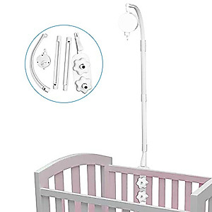 AFUNTA 37 Inch Double Screw Crib Mobile Bed Bell Holder with Music Box, DIY Toy Decoration Hanging Arm Adjustable Holder Bracket Baby Bed Stent Set Nut Screw