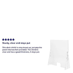Flash Furniture Clear Freestanding Portable Protective Acrylic Sneeze Guard Plastic Panel Partition Shield for Cashier, Desk, Counter and Reception