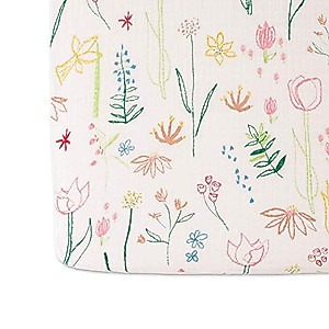 Red Rover Kids All-Cotton Muslin Fitted Crib Sheet- 52”x 28”x 9”- 100% Cotton – Machine Washable – Lightweight & Breathable – Playful Designs – Nursery, Crib, Bed – Unisex (Pastel Petal)