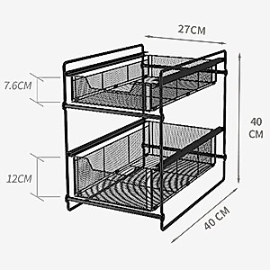 LEAYAN Under Sink Storage Cabinet Organizer Drawer, Under Sink Organizers and Storage 2-Tier Under Cabinet Bathroom Organizer Sliding Drawer Under Sink Rack Shelf, White 40x27x40cm