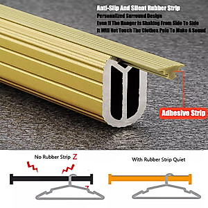 LBROTY Oval Closet Rod for Laundry Room, Closet Rod for Hanging Clothes, Waterproof Shower Rod for Curtains, 17.7-63 Inch Closet Clothes Rail with Non-Slip Silent Strip (Gold,17.7in)