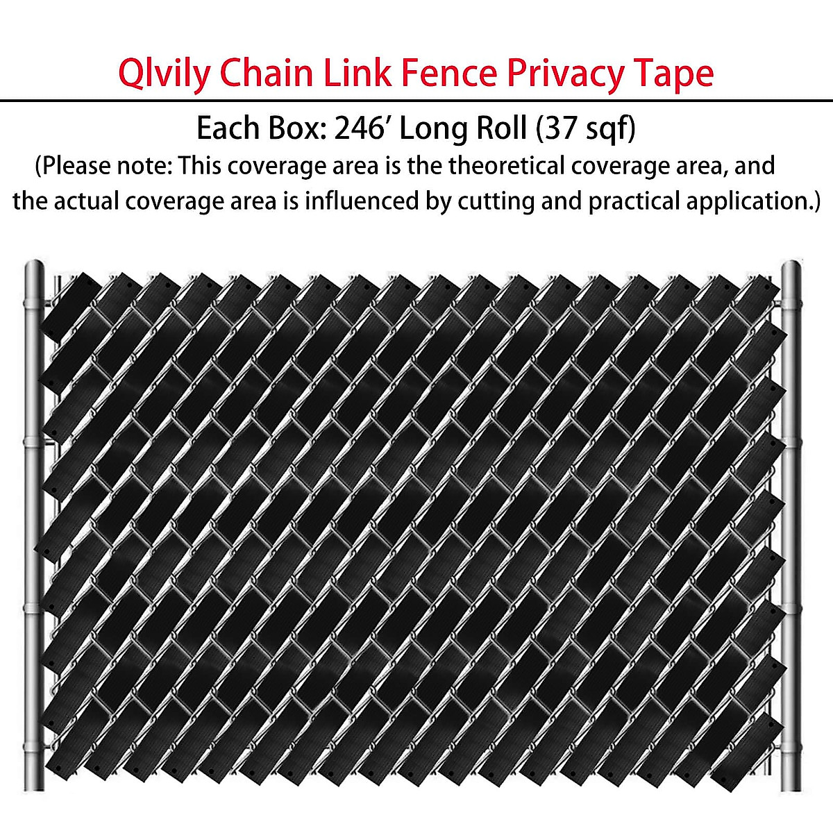 Qlvily Chain Link Fence Privacy Tape, 246ft x 0.15ft Chain Link Fence Slats, Fence Covering Privacy, Black (200PCS Button + Puncher Included)