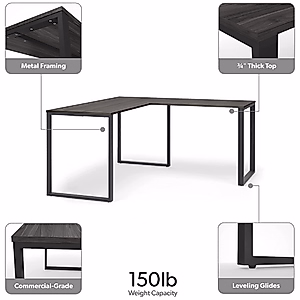 HON Basyx L-Shape Corner Computer Desk, Gray