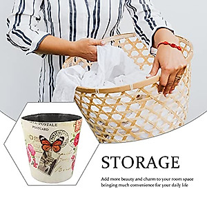 Zerodeko Small Trash Can, 10 L Leather Garbage Can Retro Round Waste Basket Decorative Storage Container Trash Bin Garbage Can Organizer Bucket for Bathroom, Bedroom, Kitchen, Office (2.6 Gallon, 1)