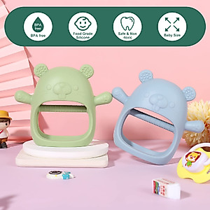 2 Pcs Baby Teething Toys for 12 Months Baby, Silicone Infants Mitten Teething Toy Baby Chew Toys for Sucking Needs, Anti-Drop, BPA Free